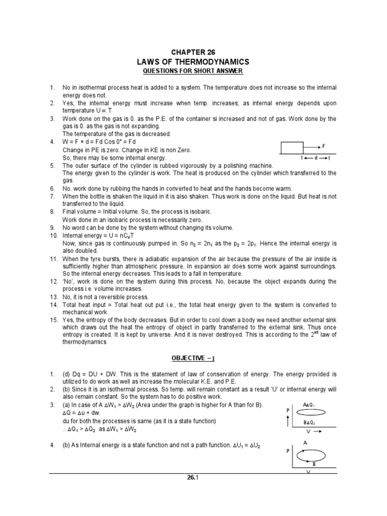Laws of Thermodynamics: Questions For Short Answer | PDF | Heat | Entropy