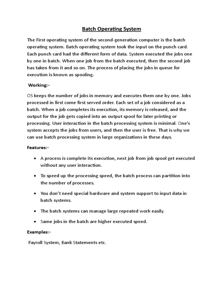 Batch Operating System | PDF | Process (Computing) | Operating System