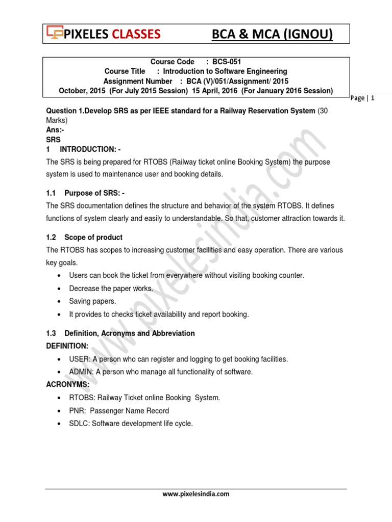 BCS 051 Solved Assignments | PDF | Software Testing | Software Quality