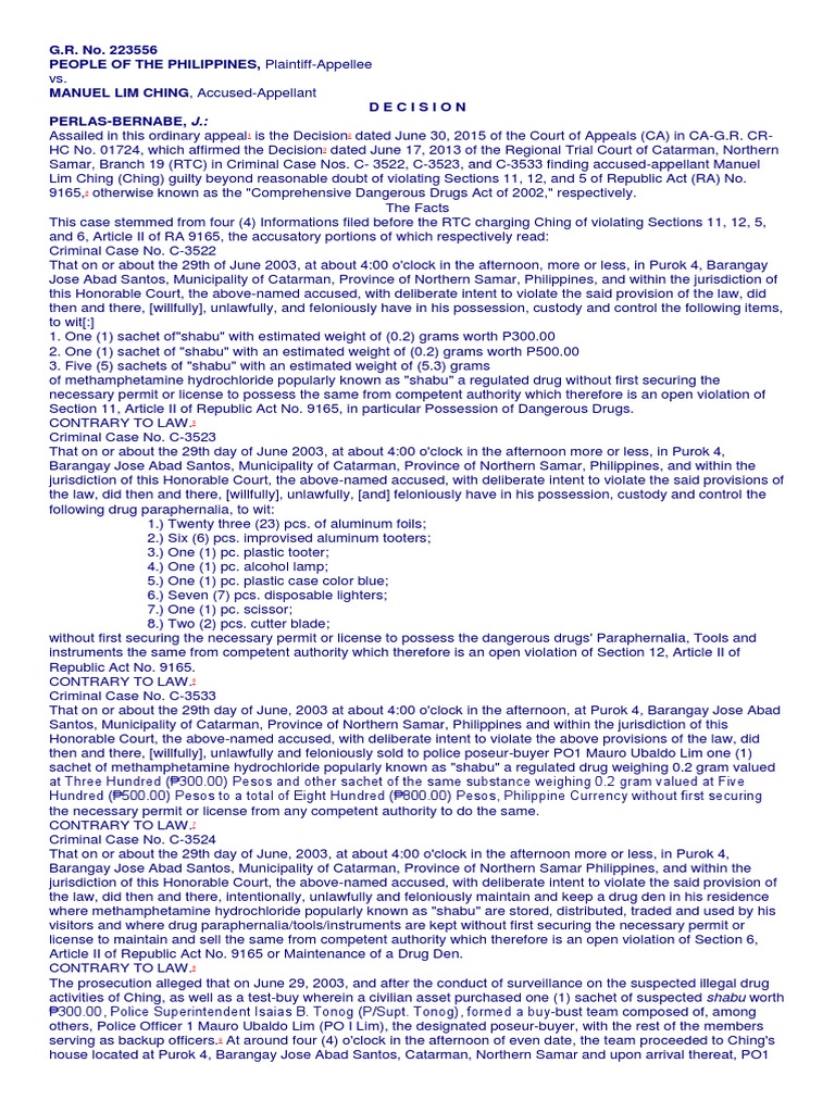 GR Manuel Lim Ching | PDF | Search And Seizure | Reasonable Doubt