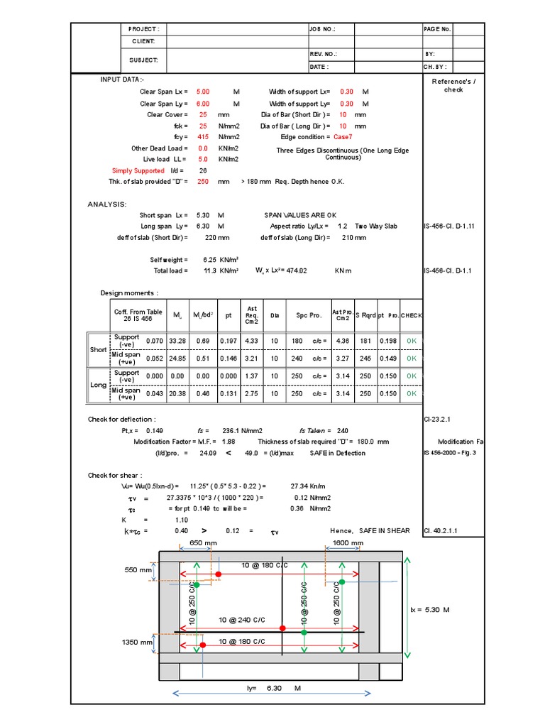 Two-Way Slab Design Calculation | PDF | Mechanical Engineering | Civil ...