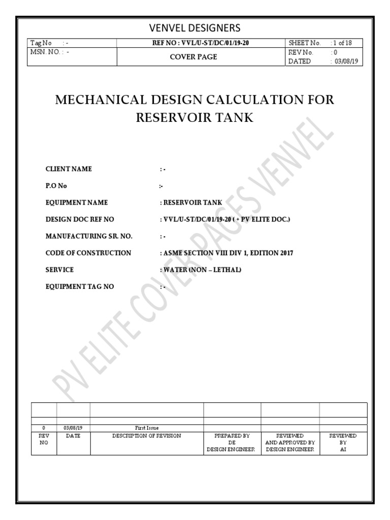 Cover Pages For PV Elite Venvel | PDF | Pipe (Fluid Conveyance) | Welding