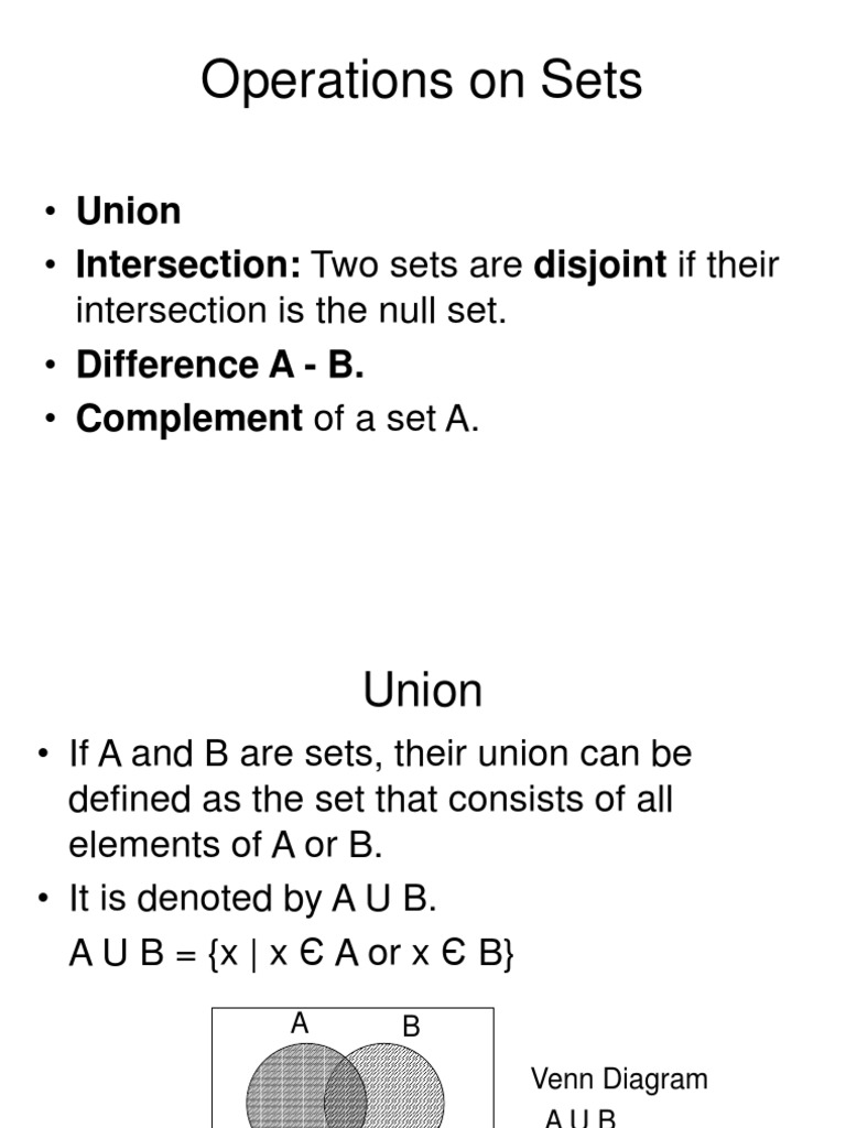 Operations On Sets | PDF | Intersection (Set Theory) | Set (Mathematics)
