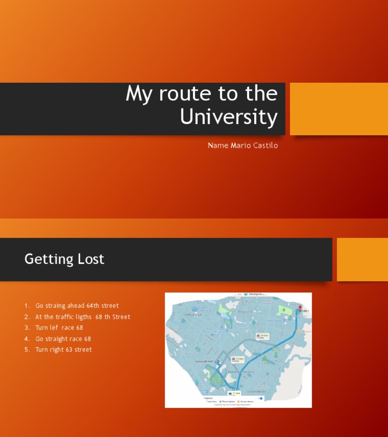 My Route To The University: Name Mario Castilo | PDF
