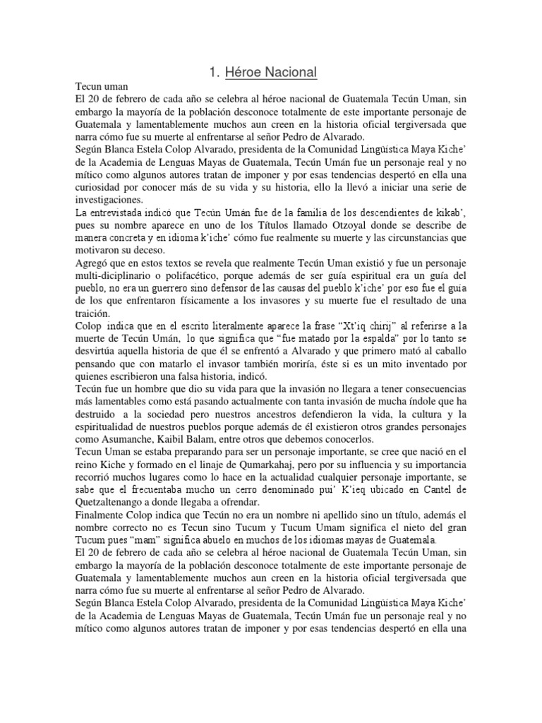 Tecum Human Héroe Naciona | PDF