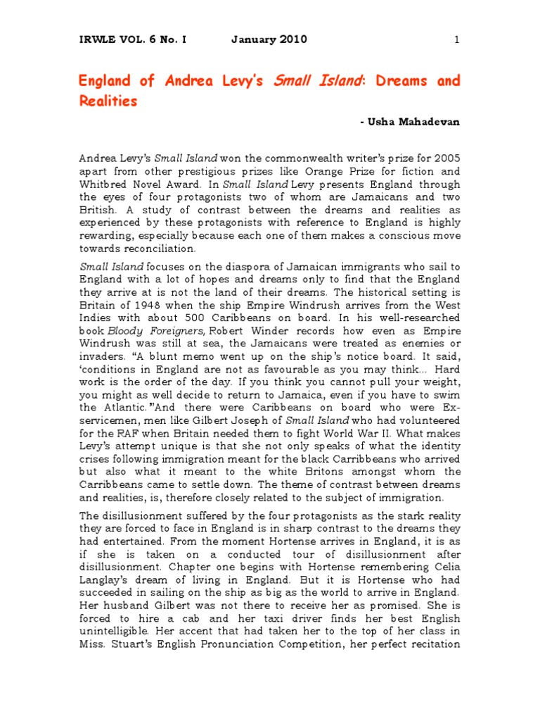 England of Andrea Levy's: Dreams and Realities: Small Island | PDF
