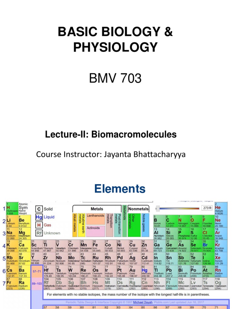 Basic Biology and Physiology-Lecture 2-Biomacromolecules-New | PDF ...