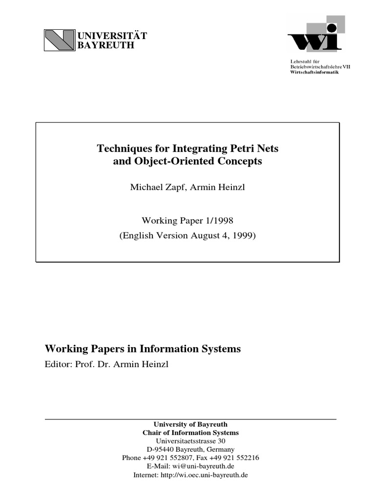 Techniques For Integrating Petri Nets and Object Oriented Concepts ... Techniques For Integrating Petri Nets and Object Oriented Concepts ...