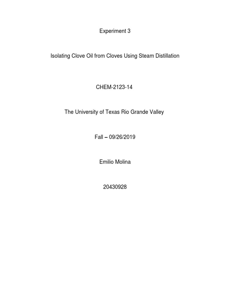Isolating Clove Oil via Steam Distillation | PDF | Distillation | Water
