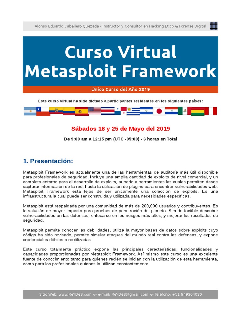 Curso Metasploit | PDF | Seguridad de la red informática | Tecnologías ...