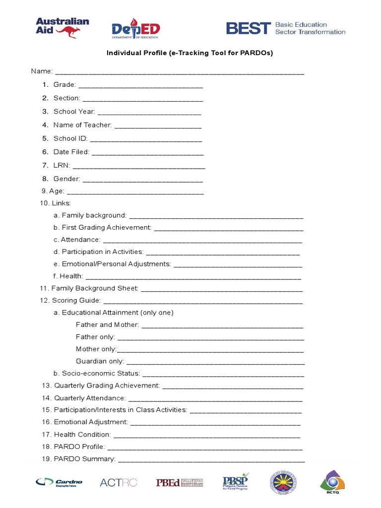 Individual Student Profile Tracking Tool | PDF
