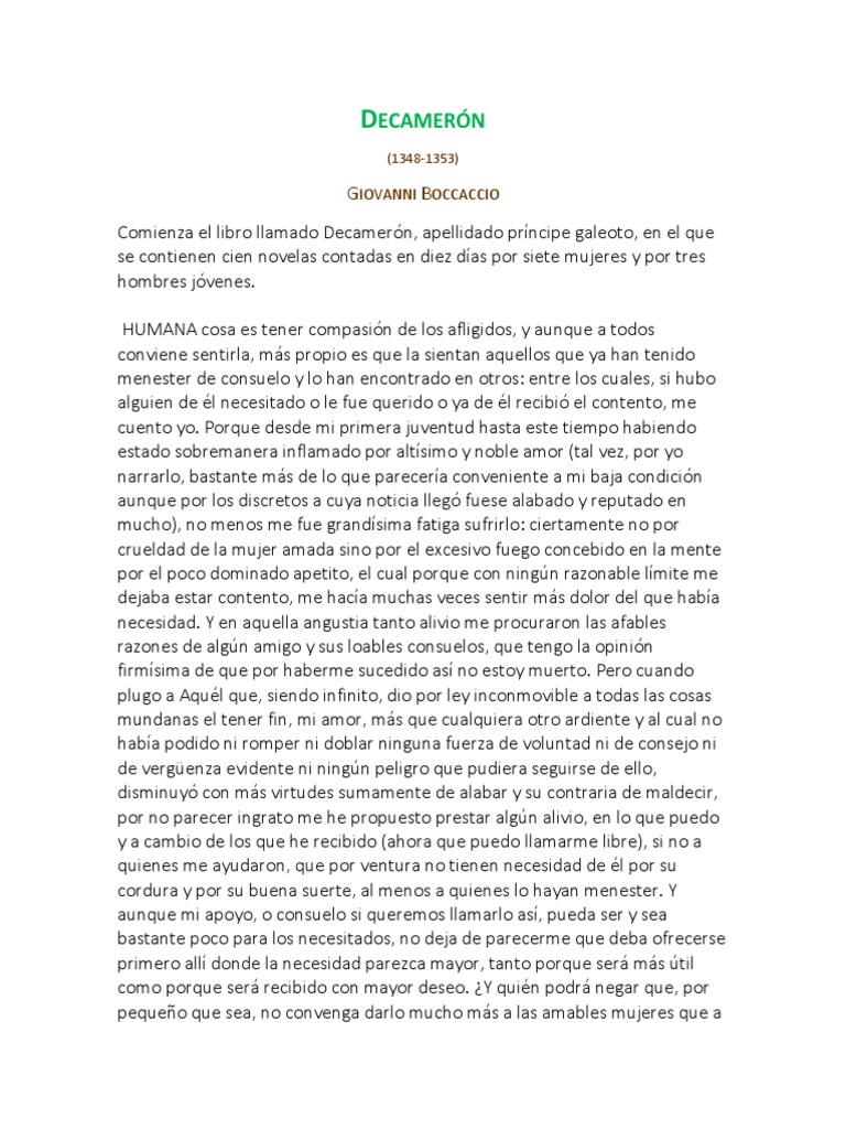 Decamerón | PDF | El decameron | Amor