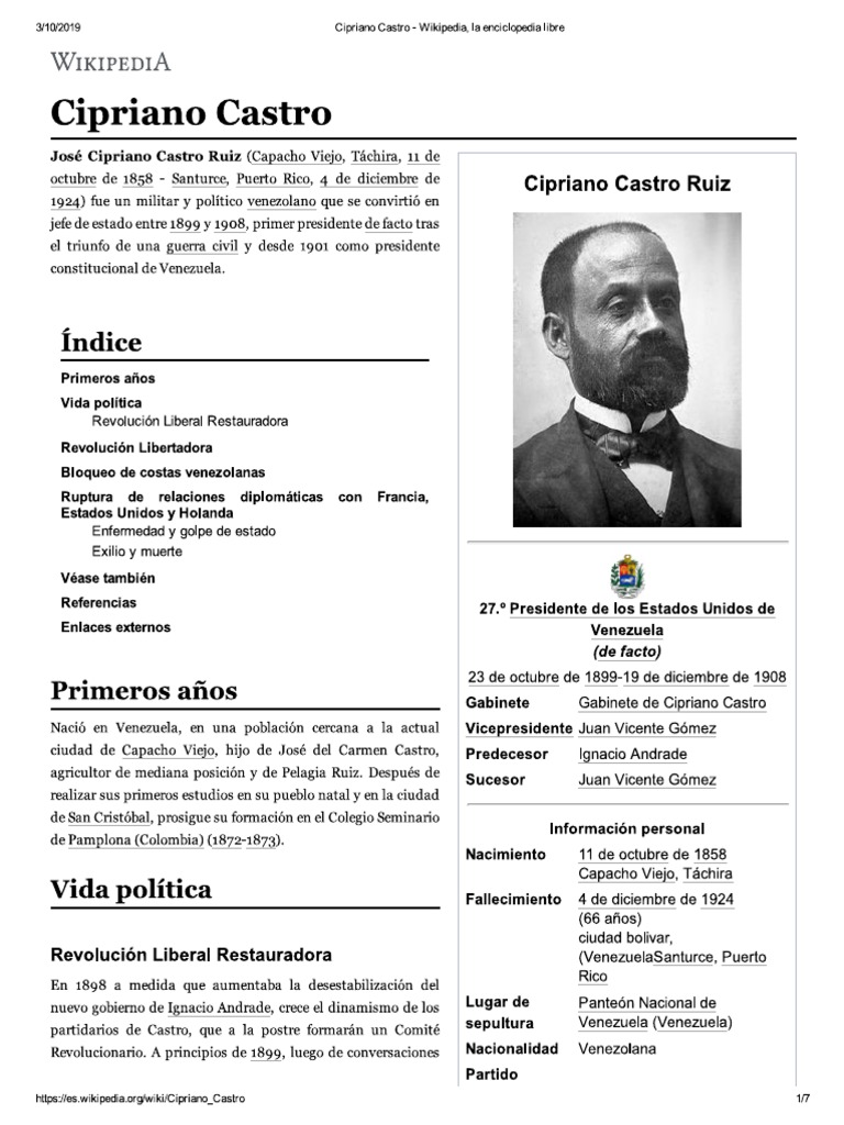 Cipriano Castro Biografìa | PDF