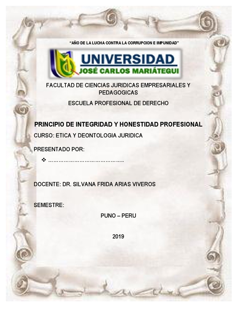 Principio de Integridad y Honestidad Profesional | PDF | Gestión de ...