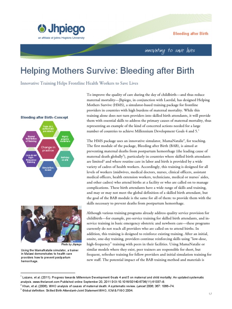 Helping Mothers Survive Bleeding After Birth 0 | PDF | Maternal Death ...