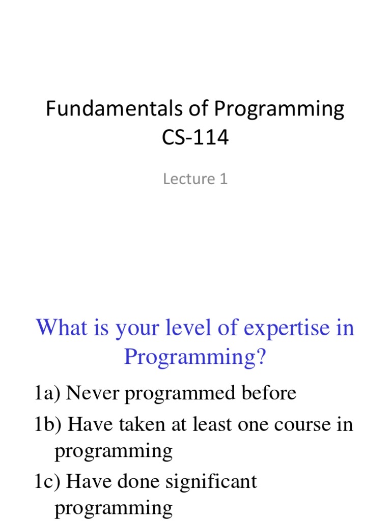 Lect 1 FoP PDF | Download Free PDF | Programming Language | Computer Program