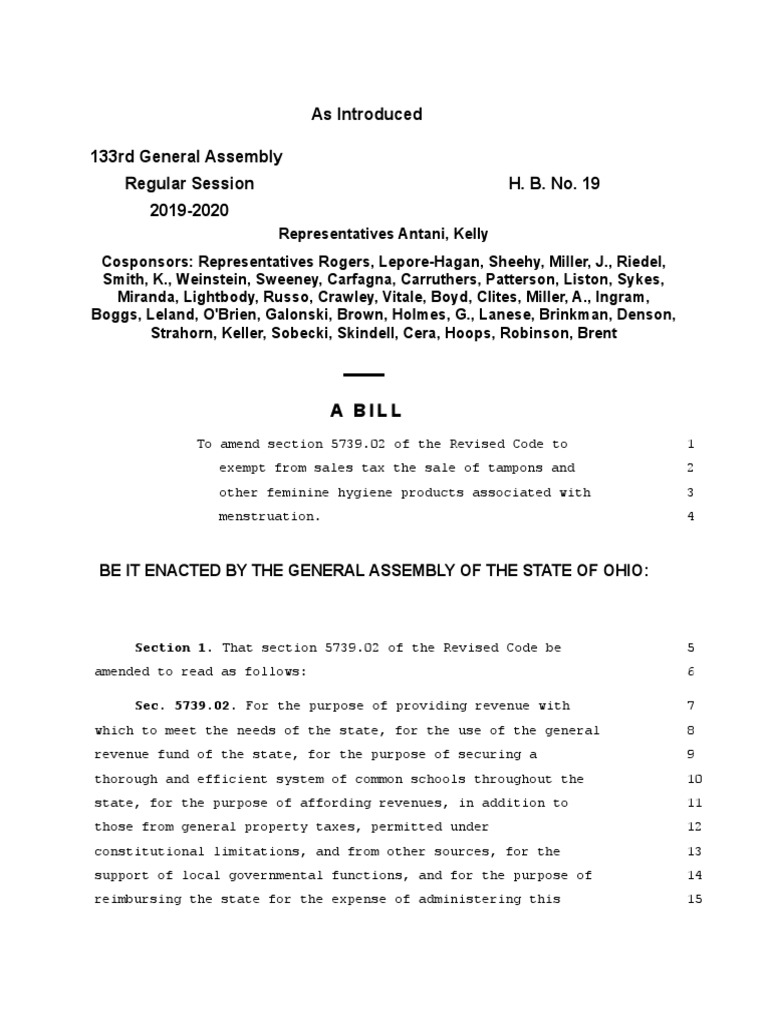 Ohio House Bill 19 | PDF | Packaging And Labeling | Lease