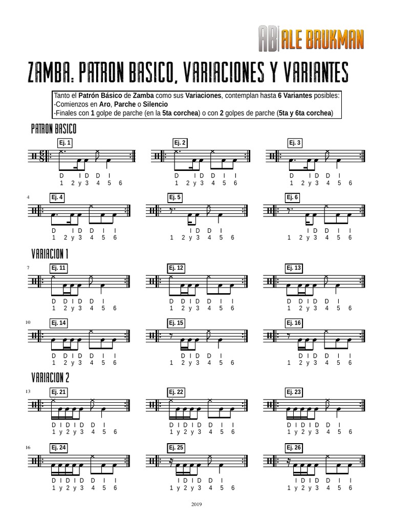 Zamba Rhythm Patterns and Variations | PDF