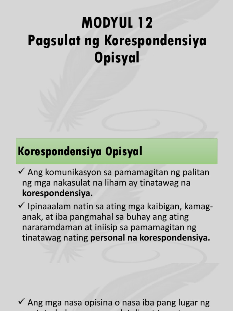 Pagsulat NG Korespondensiya Opisyal | PDF Pagsulat NG Korespondensiya Opisyal | PDF
