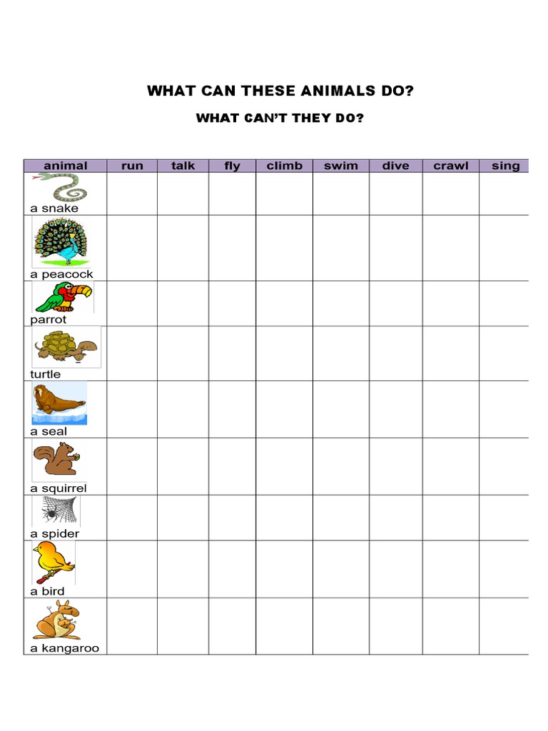 What Can These Animals Do | PDF