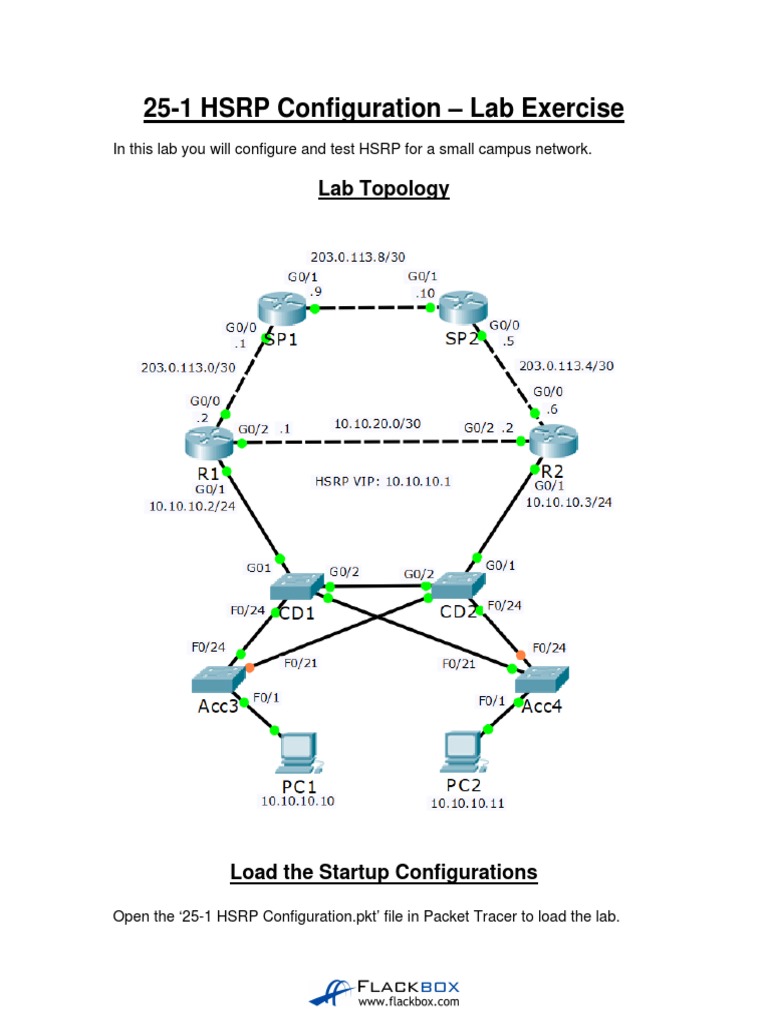 25-1 HSRP Configuration - Lab Exercise | PDF