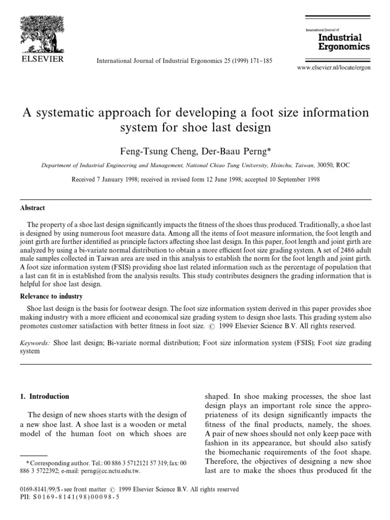 A Systematic Approach For Developing A Foot Size Information System For ...