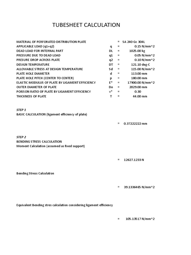 Tubesheet Calculation: Step 1 | PDF