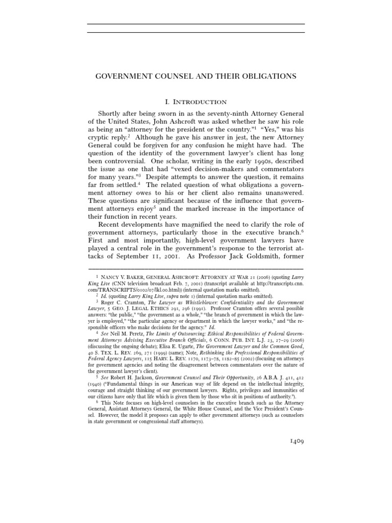 Government Counsel and Their Obligations | PDF | Lawyer | U.S ...
