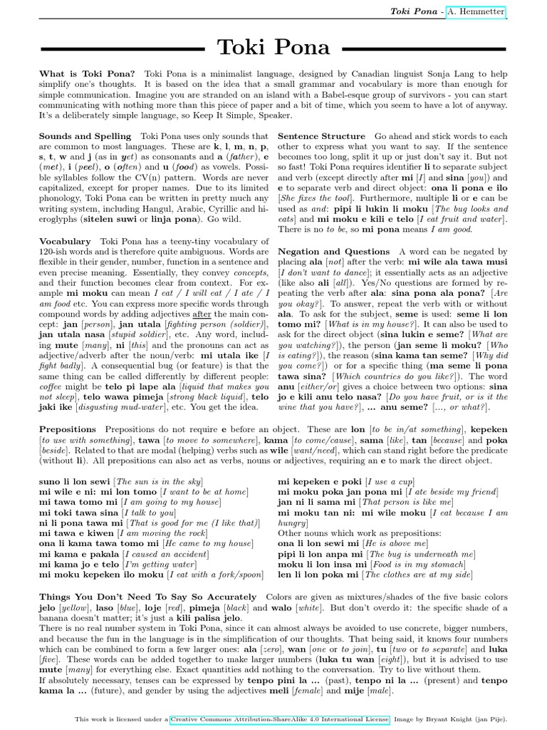 Toki Pona | PDF | Symbols | Philology