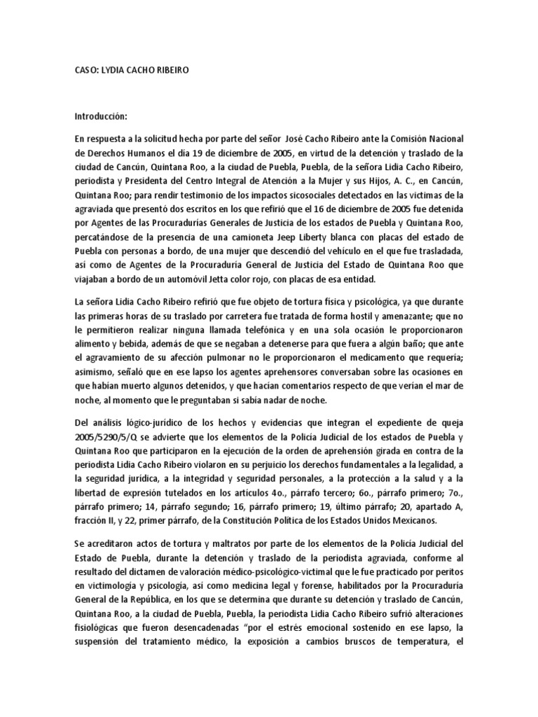 Caso Lydia Cacho | PDF | Convenio europeo de derechos humanos | Libertad de expresión