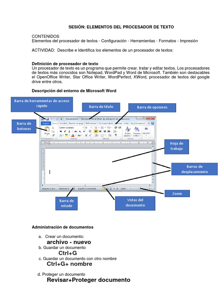 Elementos Del Procesador de Texto | PDF | Procesador de textos | Microsoft Word