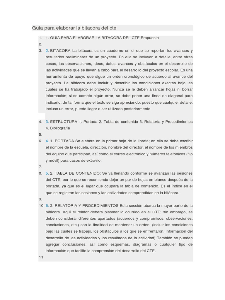 Guia para Elaborar La Bitacora Del Cte | PDF | Blog | Informática y tecnología de la información