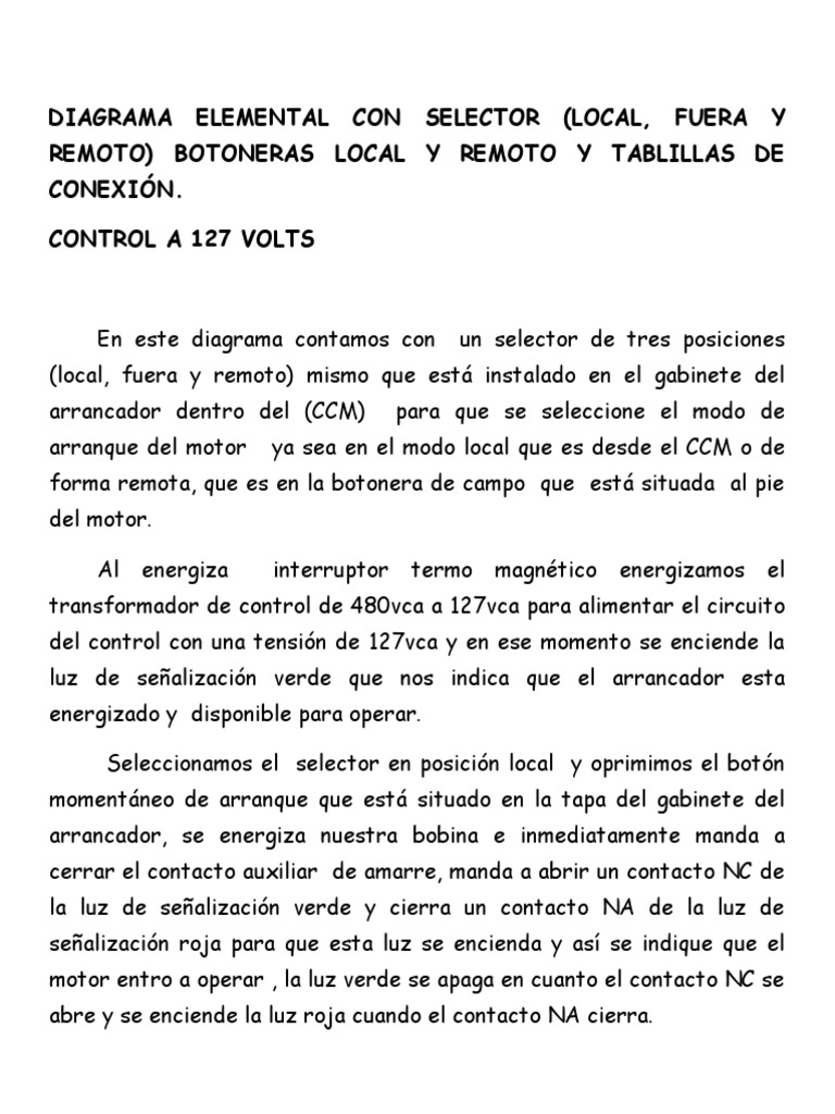 Diagrama Elemental Con Selector de 3 Posiciones | PDF | Inductor ...