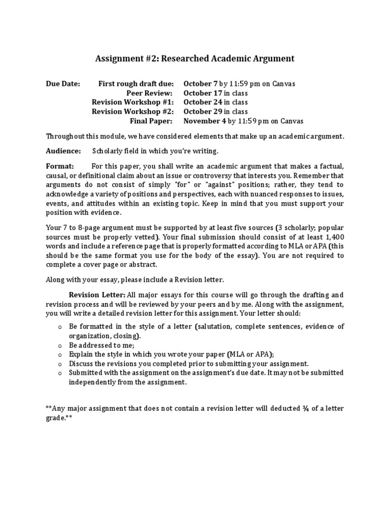 Assignment #2: Researched Academic Argument | PDF | Definition | Argument