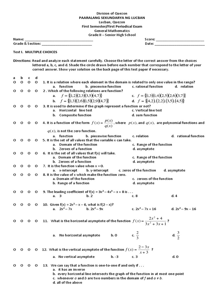 Analysis Of A Mathematics Test For Grade II Senior High School Students