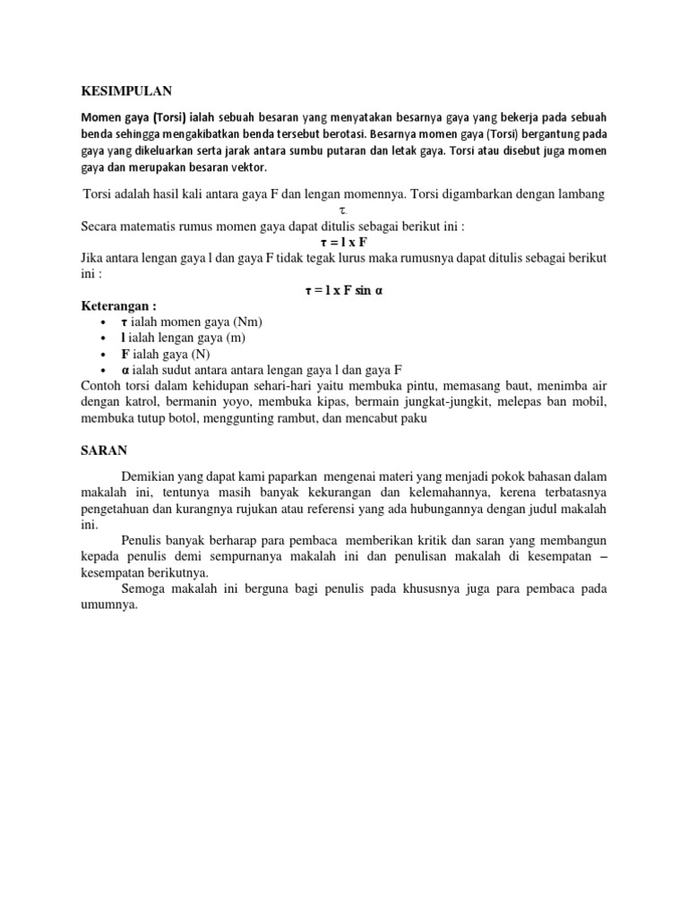 Pengertian dan Rumus Torsi dalam Fisika | PDF | Kajian Bahasa Asing | Metode & Bahan Ajar