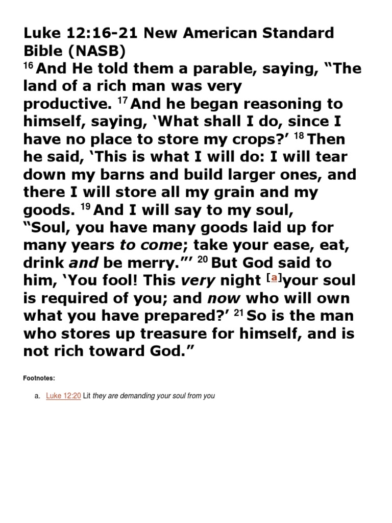 Luke 12:20: They Are Demanding Your Soul From You | PDF