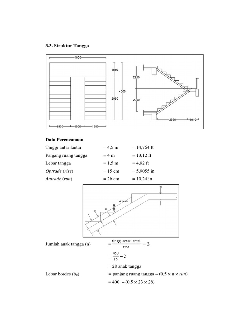 3.3. Struktur Tangga: Optrade (Rise) Antrade (Run) | PDF | Physical ...