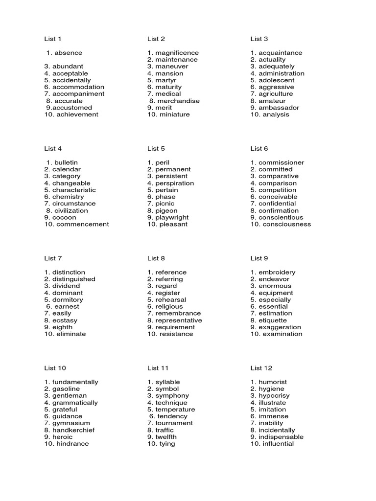 Word Bank Spelling | PDF