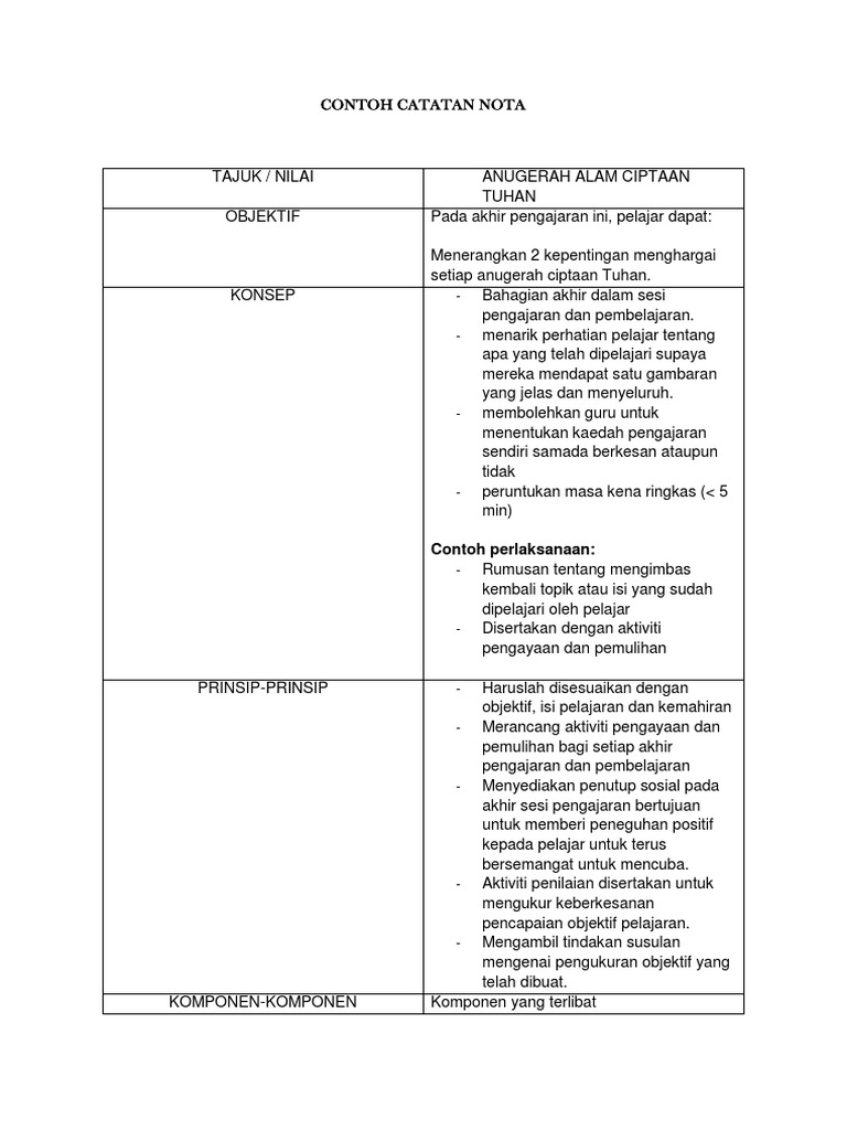 Contoh Catatan Nota | PDF