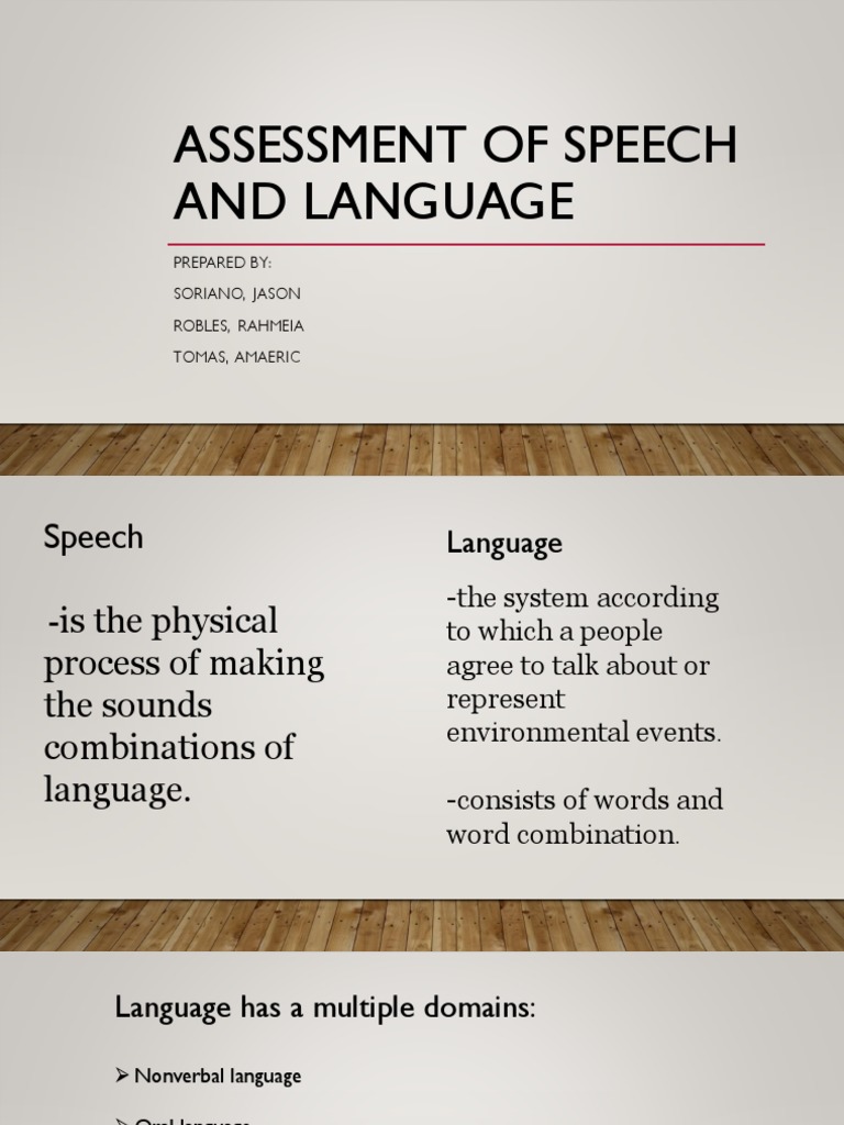 Speech and Language Assessment Report | PDF | Speech | Aphasia