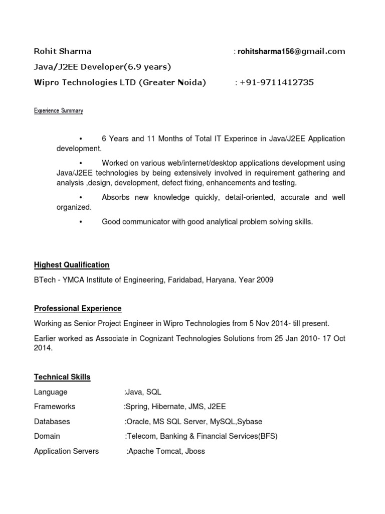 Rohit Resume | PDF | Java (Programming Language) | Application Server