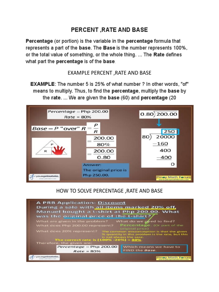 Solving Percentage, Rate, Base and Change | PDF