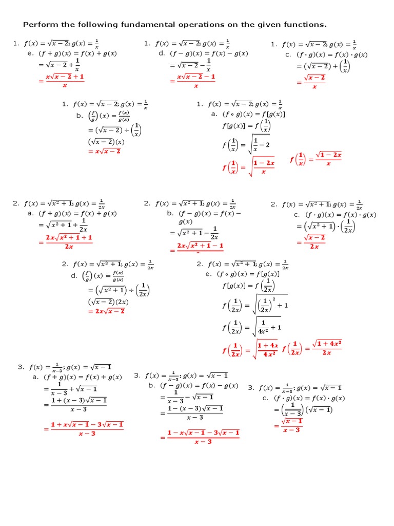 Perform The Following Fundamental Operations On The Given Functions | PDF