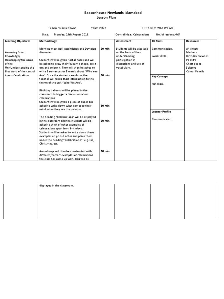 Year 2 Weekly Lesson Plans Week 1 and 2 | PDF | Lesson Plan | Learning