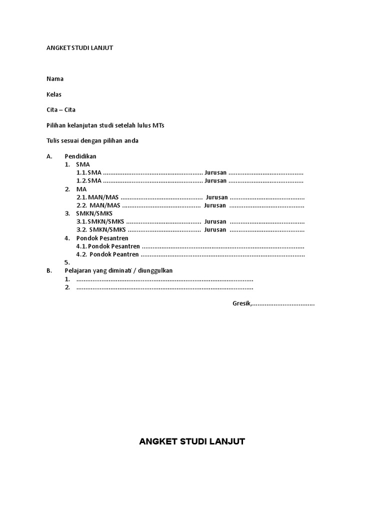 Angket Studi Lanjut | PDF