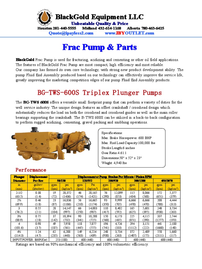Frac Pump & Parts | PDF | Horsepower | Pump