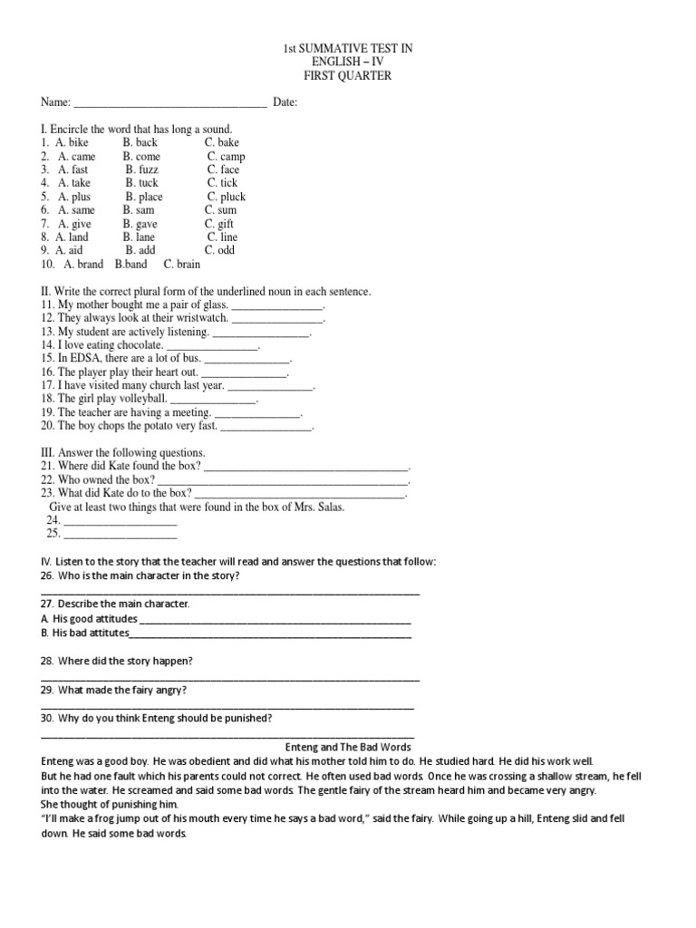 1st Summative Test in Grade4 q1 | PDF | Nutrition Facts Label | Waste