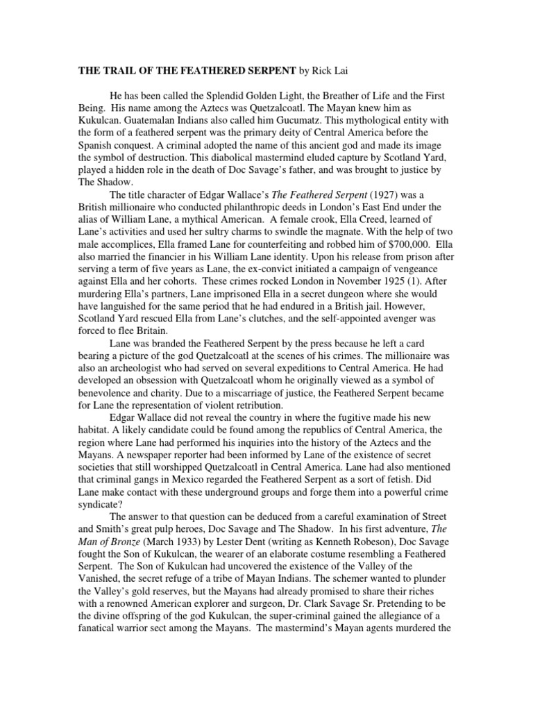 Trail of The Feathered Serpent | PDF | Fu Manchu | Bulldog Drummond