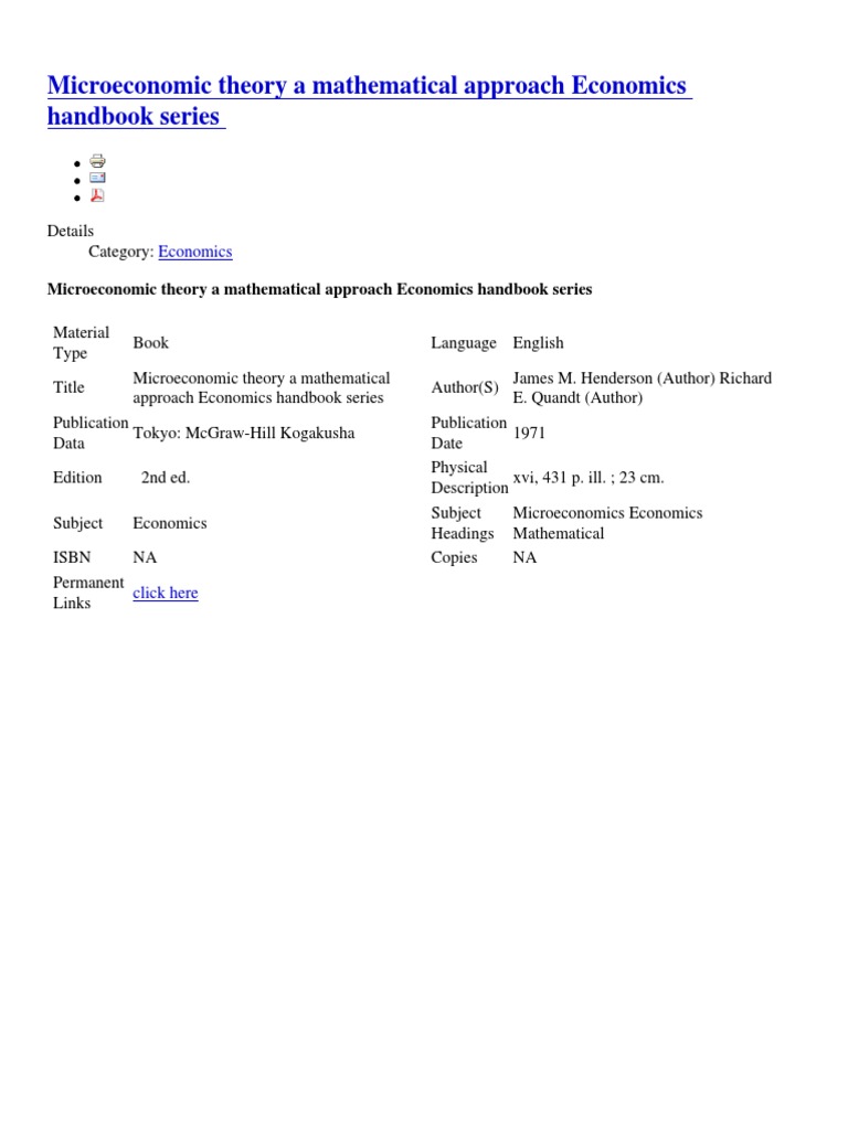 Mathematical Microeconomic Theory Guide | PDF